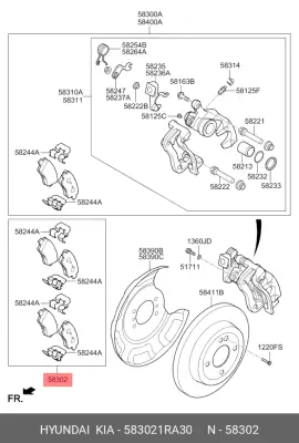 HYUNDAI 58302-1RA30 58302-3RA70, 58302-3ZA10, 58302-A7B30, 58302-A7B31 ...