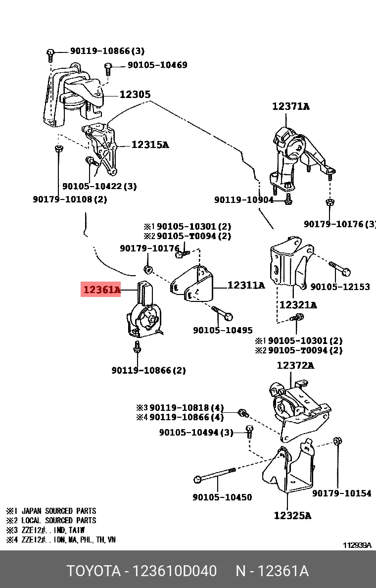 TOYOTA 12361-0D040 12361-0D040, 12361-22090, 12361-28130