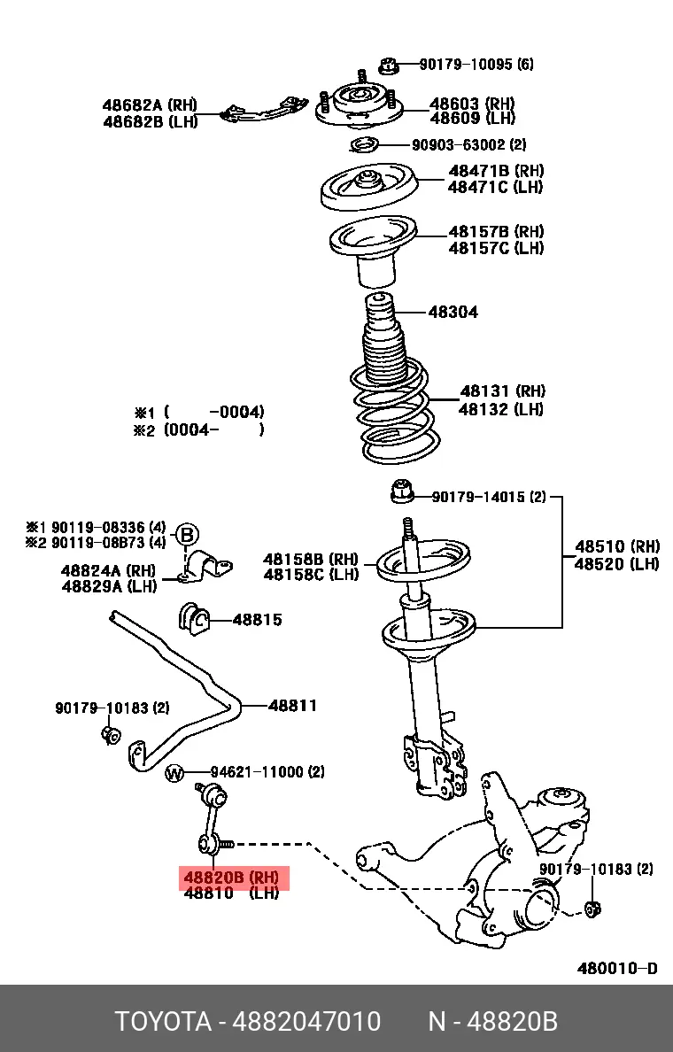 TOYOTA 48820-47010 48820-47010, 48820-02100