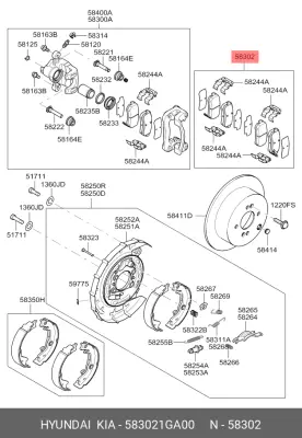 HYUNDAI / KIA 583021GA00 58302-1GA00, 58302-1JA30, 58302-1MA00, 58302 ...