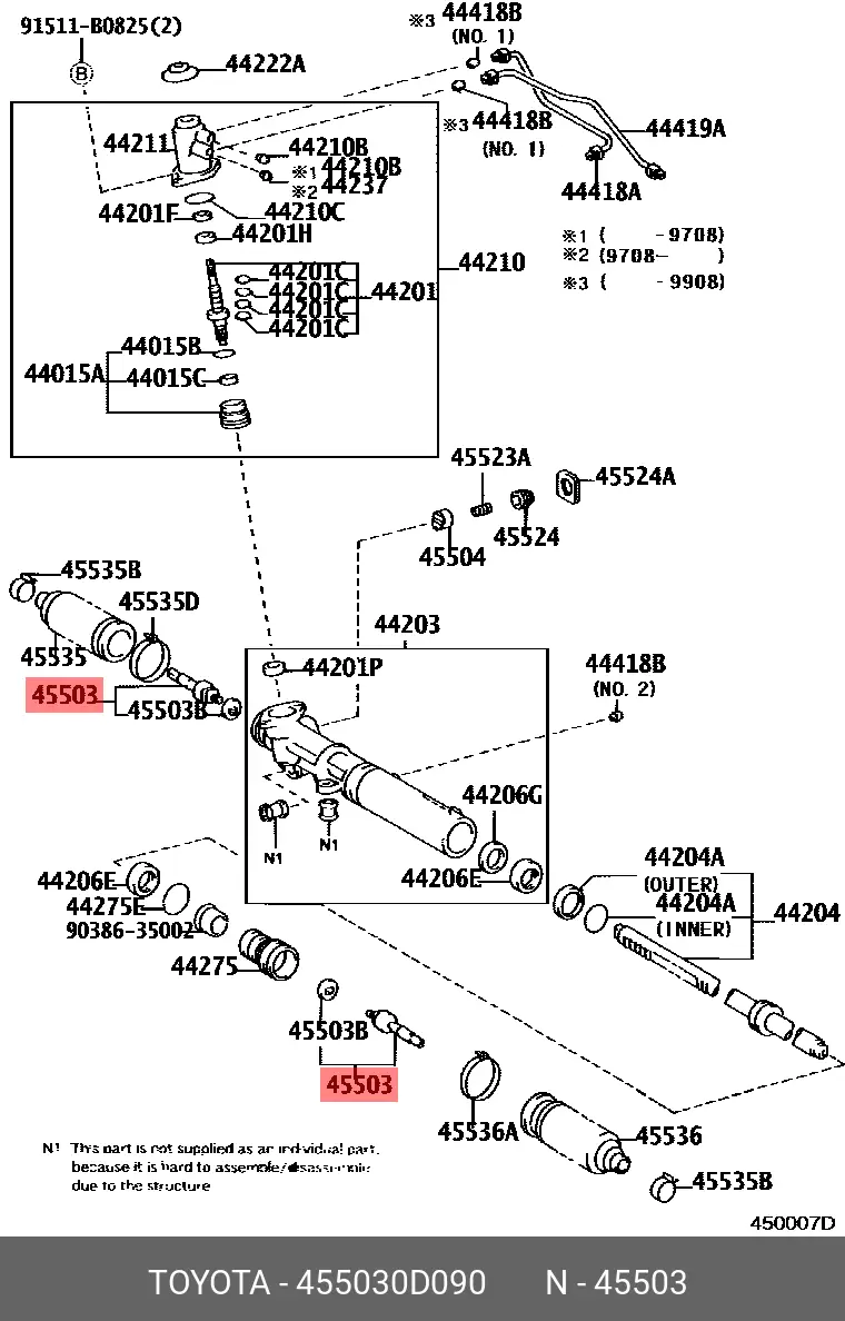 TOYOTA 45503-0D090 45503-0D090, 45503-52060