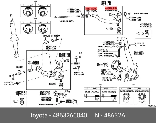 TOYOTA 48632-60040 48632-60020, 48632-04010, 48632-0K070, 48632-60040