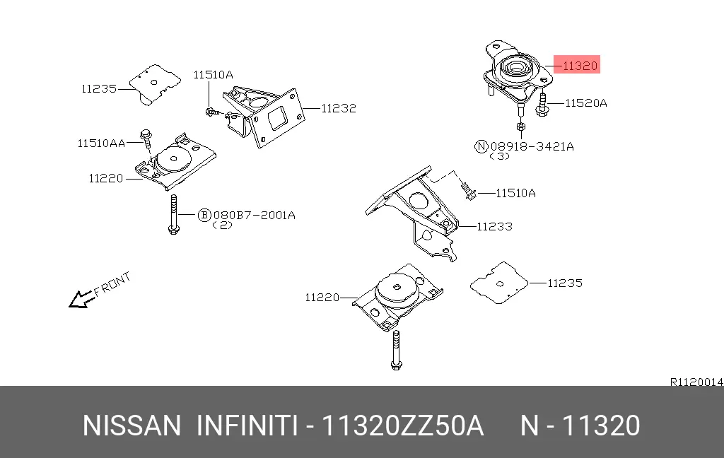 INFINITI 11320-ZZ50A 11320-7S100, 11320-ZZ50A